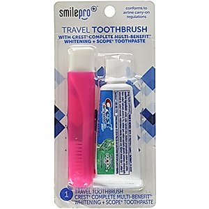Dental Source Travel Toothbrush and Crest Toothpaste Kit, Assorted, 0.85 Ounce