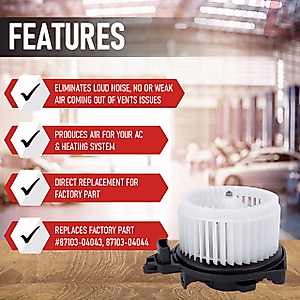 Replacement AC Blower Motor - Fits Toyota Tacoma 2005, 2006, 2007, 2008, 2009, 2010-2015 - Replaces 87103-04044, 700188, PM9297, 75846 - Air Conditioning Motor Fan Assembly