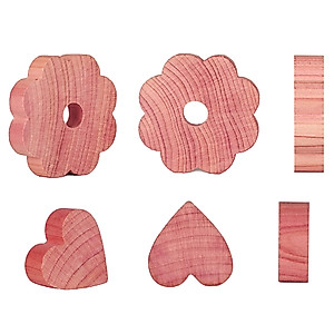 Valued 50 Pk Cedar Blocks for Clothes Storage, Closet Freshener for Clothes Hangers Wardrobe Closet – Cedar Hangers - Cedar Flower Heart Shape Rings