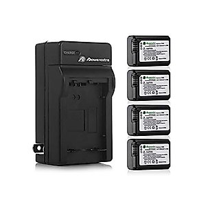 Powerextra Battery (4-Pack) and Charger for Sony NP-FW50 and Sony ZV-E10, Alpha a6500, Alpha a6300, Alpha a6000, Alpha a7 II, Alpha a7R II, Alpha a7S II, Alpha a5000, Alpha a5100 Digital Camera