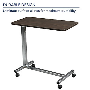 Drive Medical 13003 Non Tilt Top Overbed Table with Wheels, Chrome