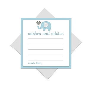 Blue Elephant Advice Cards, 25 Pack - Fun Baby Shower Game, Best Wishes Graduation Congratulations New Parents Advice Guest Book Alternative Birthday Time Capsule Cute Party Ideas