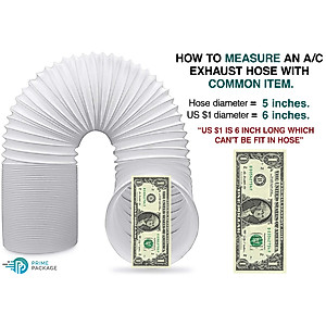 Portable Air Conditioner Exhaust Hose (78" Long) 5 Inch Diameter, Counter-Clockwise Threads | AC Conditioning Unit Tubing | Flexible, Extendable Design | White