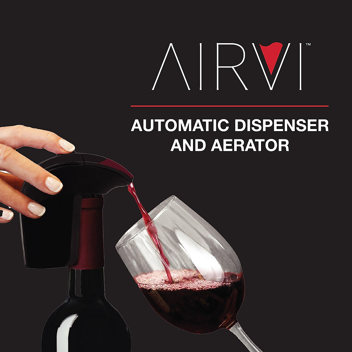 AirVi Automatic Wine Dispenser and Aerator, Electric Wine Decanter and Pourer, Premium Wine Accessories for Enhanced Aroma and Flavor, No Spills or Drips, Clean Pouring, Silver