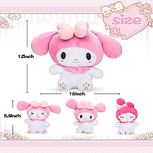 Teluhui 16 Inch Anime Plush - Japanese Anime Mommy with 3 Babies Plush Kawaii Stuffed Animals Plushie Pillows Decor Gift Birthday Thanksgiving for Fans Boys Girls