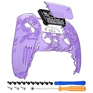 eXtremeRate Clear Atomic Purple Touchpad Front Housing Shell Compatible with ps5 Controller BDM-010 BDM-020 BDM-030, DIY Replacement Shell Custom Touch Pad Cover Compatible with ps5 Controller