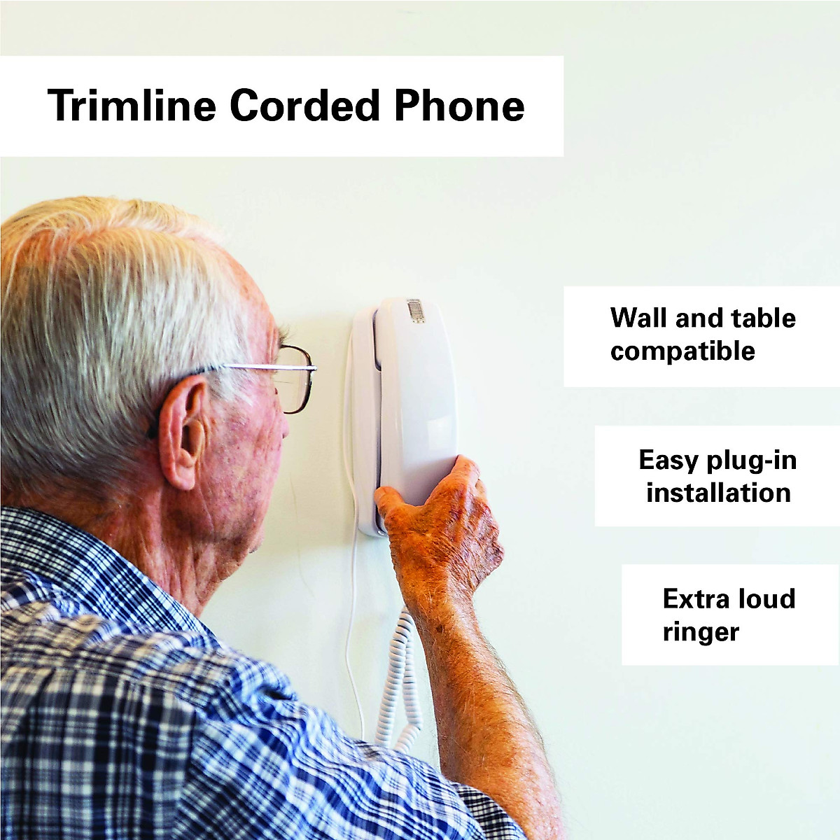 Landline Phones for Home - Telephones for Hearing Impaired - Corded Phone for Seniors - Retro Phone - Improved Version of The 1965 Landline Phone - Analog Phone - Big Button, iSoHo Phones (White)