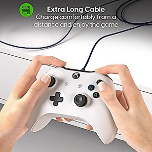TALK WORKS Charging Cable Compatible with Xbox One Controller - 6-Foot Long Fast Charger Cord Micro USB for X-Box 1 - Heavy-Duty, Braided Black-Blue (3 Pack)