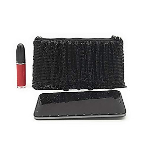 Frewahmesh Womens Evening Clutch Metal Mesh purses handbags with shoulder chain strap for Coctail Party Prom Wedding (Black)