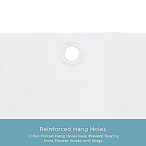 Kenney Lightweight 3 Gauge Waterproof PEVA Shower Curtain Liner with Durable Eyelet Hang Holes and Weighted Magnetic Hem for Bathroom, 70" W x 72" H, Clear
