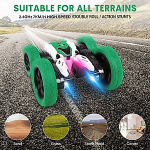Remote Control Car, Double Sided RC Car, 4WD Off-Road Stunt Car with 360° Flips, 2.4Ghz Indoor/Outdoor All Terrain Rechargeable Electric Toy Cars Gifts for Boys Kids 3 4 5 6 7 8 9+ Year Old