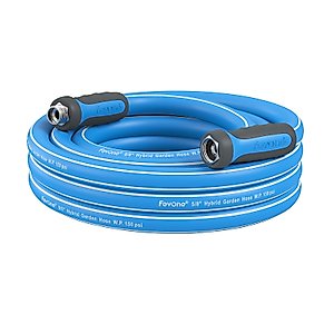 Fevone 12 ft Garden Hose, 2-Year Warranty Offered by Manufacturer, Heavy Duty Water Hose, Hybrid Polymer, Kink Resistance, 3/4" GHT Aluminum Fittings, 5/8" ID, 600 PSI, Drinking Water Safe (GH7)