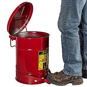 Justrite Just Rite 6 Gallon Oily Waste Can, Red, 15.9/