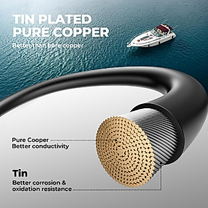 BougeRV Battery Cable 4 AWG 2 Feet in Pair, Flexible Silicone and Pure Copper Wire Set, with M8 5/16'' Lugs, for Power Inverter, Battery, RV, Marine (4 Gauge 2Ft/24Inch)