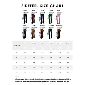 Sidefeel Women Corduroy Flare Pants Elastic Waist Bell Bottom Trousers Small Brown