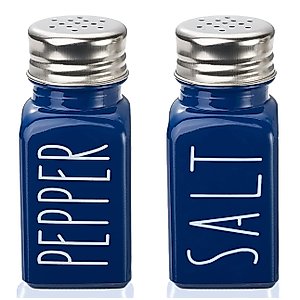Farmhouse Salt And Pepper Shakers Set,Kitchen Blue Decor,Glass Salt And Pepper Shakers Set,Cute Salt Shaker,Gift For Women,Modern Farmhouse Decor,Home Decor,No Rubbing Off (2 BLUE)