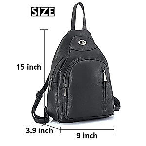OISLUMU Small Backpack Purse for Women Fashion PU Leather Backpack Convertible Ladies Sling Bag (Black)
