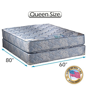Dream Solutions USA Chiro Premier 2-Sided Orthopedic (Blue Color) Queen Mattress Set with Bed Frame Included - Spine Support, Longlasting Comfort