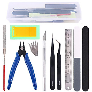 15Pcs Gundam Model Tools Kit Gunpla Tool Kits Modeler Basic Tools Craft Set with Plastic Box Hobby Building Tools Kit for Gundam Car Airplane Ship