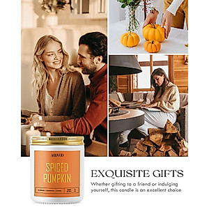 AOOVOO Spiced Pumpkin Candle - Pumpkin Candle, Wood Wick Candles, Fall Candles, Scented Candles, Scented Candles, Soy Candle, 9oz