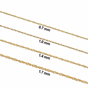 Kooljewelry 10k Yellow Gold Singapore Chain Necklace (0.7 mm, 14 inch)