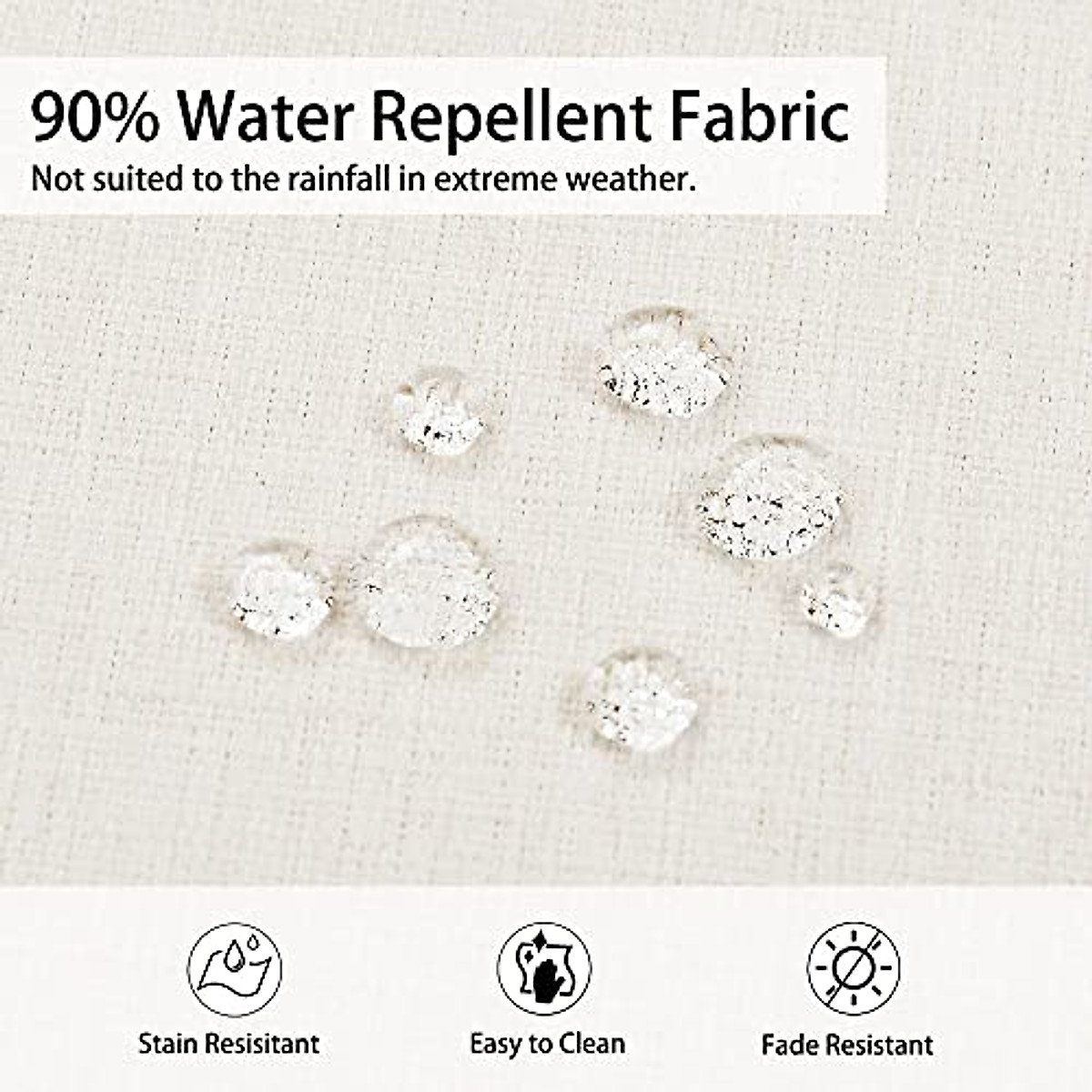 Magpie Fabrics 17"x16"x2" U-Shape Chair Cushions with Ties 2 Count, Outdoor Indoor Waterproof All Weather Seat Pads Decoration for Patio Garden Dining Office - Cream Beige