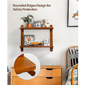 SUMGAR 24 Inch Floating Shelves for Wall Mounted Shelving Unit All Pine Wood 2 Tier Large Shelf for Bedroom Living Room Office Bathroom Home Decoration Storage Plant Photo Display Mid Century Modern