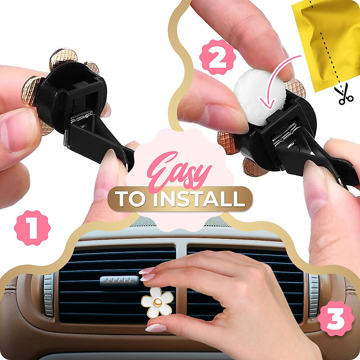 6 Pieces Daisy Flower Air Vent Clip Car Air Freshener Charm Colorful Car Interior Accessories for Girls Women