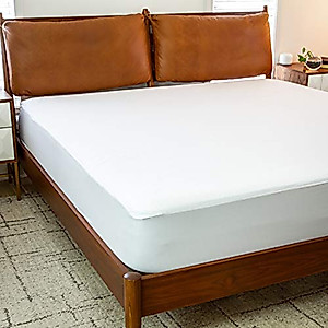 Flash Furniture Capri Comfortable Sleep Premium Fitted Waterproof, Vinyl Free Mattress Protector - Comfortable, Breathable, Quiet, Quilted Fabric Protection - Full, White
