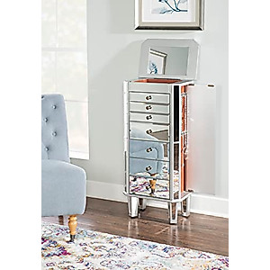 Powell Jewelry Armoire Wood, Silver Mirrored