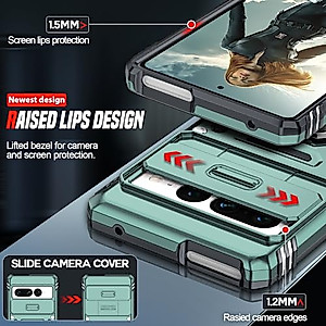 LeYi for Pixel 7 Pro Case: Google 7 Pro Case with Slide Camera Cover, 360 Full Body Military-Grade Protective Heavy Duty with Upgrade Kickstand Case for Google Pixel 7 Pro, Alpine Green