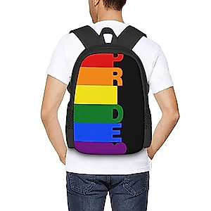 WZOMT Lgbtq Backpack Gay Pride Rainbow Stripe on Black Bookbag Lightweight Fashion Shoulder Bags Water Resistant Daypack Sport Laptop Travel Hiking Rucksack for Teens Adult Men Women Large 17"