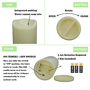 4” x 10” Waterproof Outdoor Flameless Candle with Timer Large Battery Operated Electric LED Pillar Candle for Gift Home Décor Party Wedding Supplies Garden Halloween Christmas Decoration, Set of 1