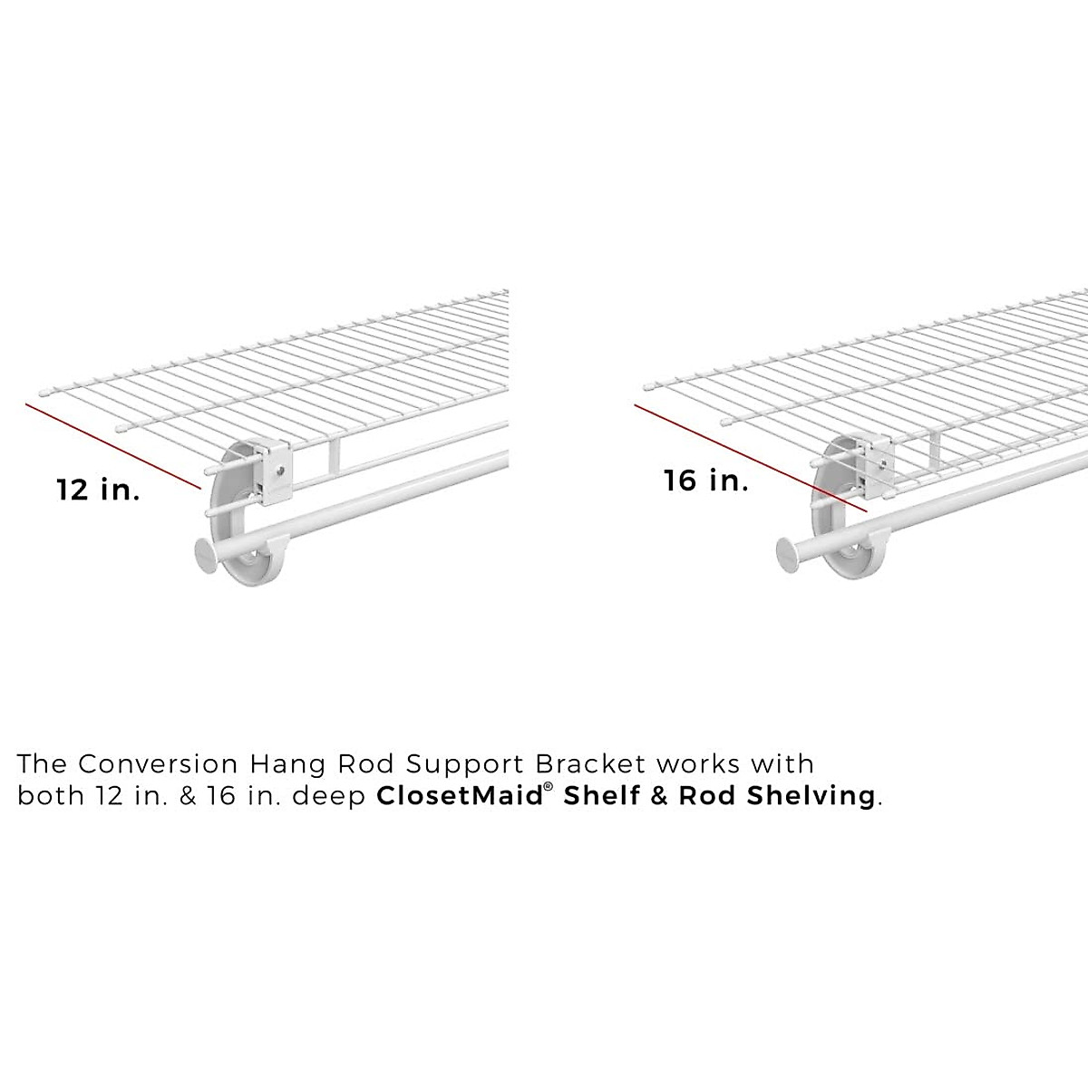 ClosetMaid 5655 Hang Rod Support Conversion Bracket, White