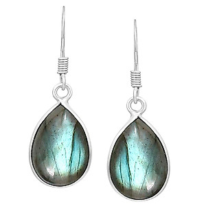 10.65 Cts Natural Labradorite Dangle Earrings For Women, Handmade Birthstone Jewelry Mother'S Day Gifts For Mom Wife