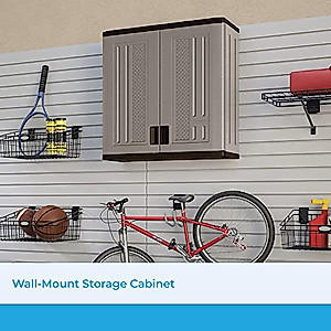 Suncast BMC3000 Cabinet-Resin Construction for Wall Mounted Garage Storage, 30.25" Organizer, Silver/Platinum