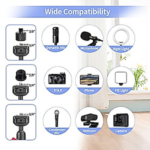 JINSUI 22inch Adjustable Articulating Magic Arm and Super Clamp with 1/4" and 3/8" Thread, Magic Arm Camera Mount with Phone Holder and 3/8" 5/8" Screw Adapters for Microphone, Webcam, LED Light