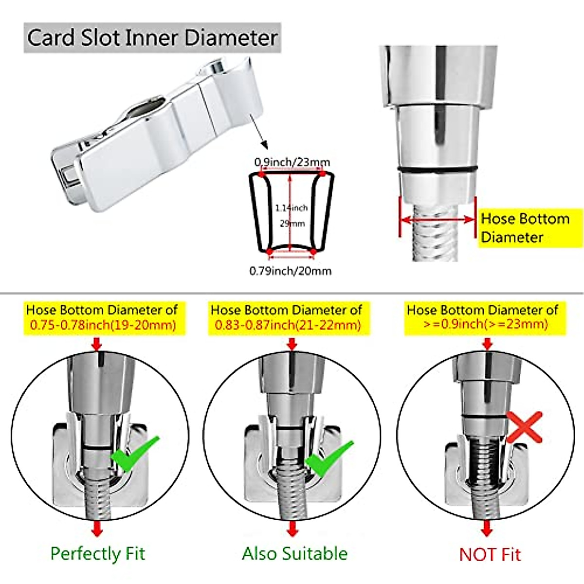 Adjustable Shower Head Holder for Slide Bar,Universal 18-25MM O.D, Rail Head Bracket Holder for Slide Bar Slider Clamp Bathroom Replacement