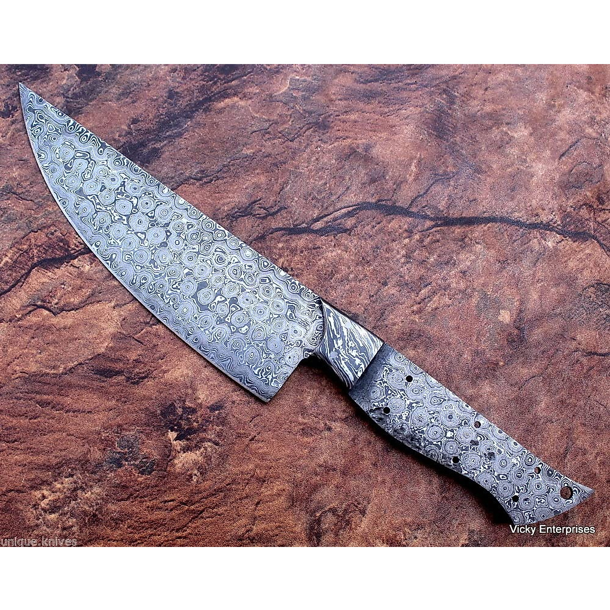 JNR Traders Damascus Steel Chef Knife Blank Blade Knife Making Material 12" Handmade Full Tang Thin Ultra Sharp Professional Kitchen Knives Blade blanks 7007Rd