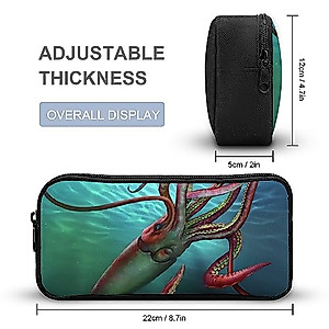 oallpu 3Pcs Red Squid King Backpack Set Large Capacity Laptop Bag, Multi-function Daypack with Adjustable Double Shoulder Strap, Lightweight Lunch Box Portable Pencil Bag