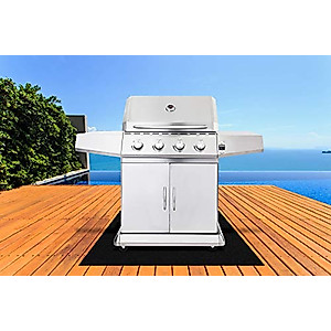 BBQ Grill Splatter Mat for Gas Electric Oven & Smokers - Absorbent Grill Pad Washable Floor Mat Protects Deck and Patio from Grease Splatter (30'' x 48'', Black) Plus Reusable Cleaning Cloths(2)