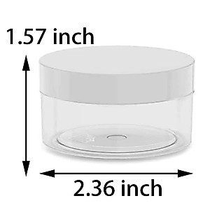 20 Pcs 2 Ounce Plastic Jars Containers Round Screw Lids Cosmetic Jars Leak Proof Clear Containers for Cosmetic, Salves, Balms, Lip Balm or Others, White Lids