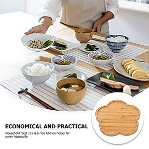 Hemoton Wood Serving Tray Flower Shaped Dessert Plate Food Tray Dinner Plate Serving Platter Appetizer Plates for Steak Fish Seafood Cooking Baking Yellow