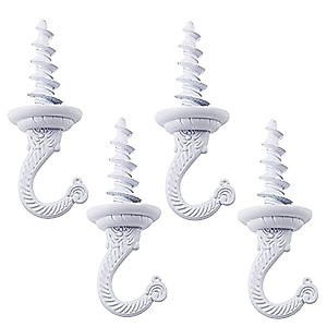Rierdge 4 Pcs White Swag Ceiling Hooks Heavy Duty, 3 Inch Swag Hanging Ceiling Hooks Indoor Outdoor for Chandelier Plants Etc (White)