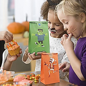 KIMOBER 36pcs Halloween Paper Gift Candy Bags,Trick or Treat Goodie Bags With Sticker For Halloween Party Favor Supplies