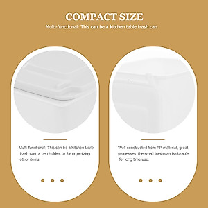 SHINEOFI Mini Trash Can with Lid Desktop Garbage Can Cute Waste Bin Garbage Storage Container Pen Holder for Home Office Table Small Organizer White