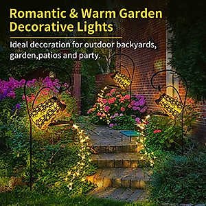 Solar Watering Can with Lights, Halloween Garden Decor Lights 60LEDs Waterproof Hanging Solar Lantern,Mother's Day Christmas Gift for Table Patio Lawn Yard Landscape Pathway