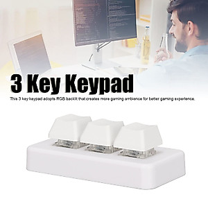 3 Key Macropad, RGB Backlit OSU HID Standard Keyboard, Mechanical Gaming Keyboard Programming Macro, with USB Interface for Computer(White)