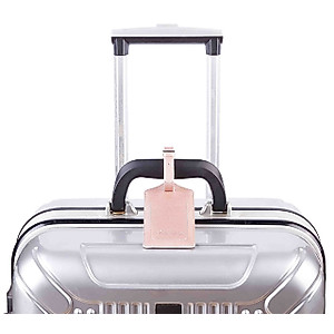 Travelambo Luggage Tag Faux Leather for Suitcase Women Kids Funny Cute (Rose Gold)