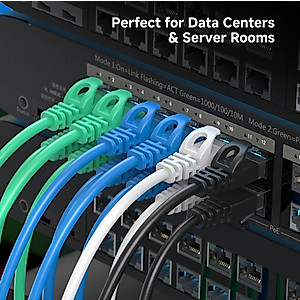 Cable Matters 10Gbps 5-Pack Snagless Short Cat 6 Ethernet Cable - 3ft, Slim Profile Cat 6 Cable, Cat6 Cord, Thin Ethernet Cord, Blue